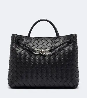 Bottega Veneta Andiamo Intrecciato Large Leather Top-handle Bag - Black