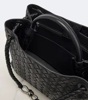 Bottega Veneta Andiamo Intrecciato Large Leather Top-handle Bag