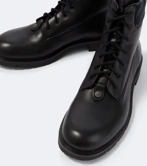 Burberry Check Leather Ankle Boots