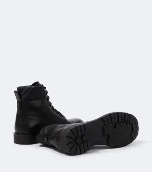 Burberry Check Leather Ankle Boots