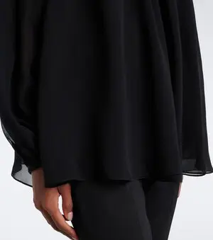 Carolina Herrera Floral-appliqué Gathered Silk Top