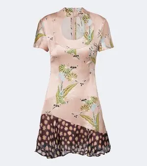 Staud Rae Floral Silk-blend Satin Minidress - Multicoloured