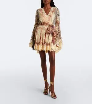 Zimmermann Valiant Floral Lace-trimmed Wrap Dress