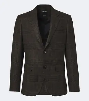Zegna Prince Of Wales Check Cashmere Blazer - Green