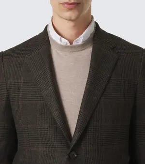 Zegna Prince Of Wales Check Cashmere Blazer - Green