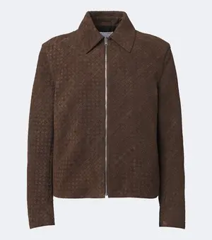 Bottega Veneta Intrecciato Suede Jacket - Brown
