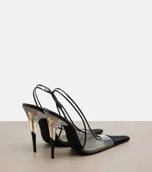 Saint Laurent Romy Satin-trimmed Slingback Pumps
