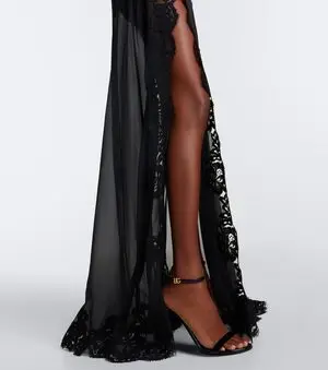 Dolce & Gabbana Lace-trimmed Silk And And Cotton-blend Gown