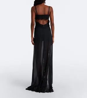 Dolce & Gabbana Lace-trimmed Silk And And Cotton-blend Gown