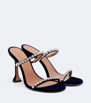 Amina Muaddi Gigi Embellished Velvet Sandals - Blue