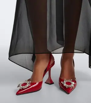 Amina Muaddi Begum Embellished Leather Slingback Pumps