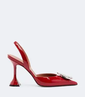 Amina Muaddi Begum Embellished Leather Slingback Pumps