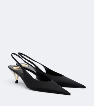 Saint Laurent Fanny Satin Slingback Pumps - Black