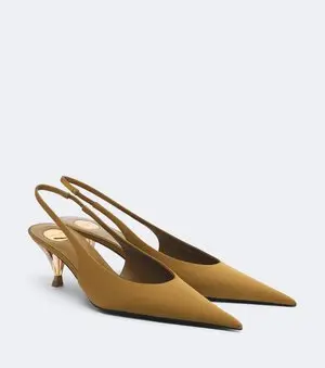 Saint Laurent Fanny Crêpe Satin Slingback Pumps - Brown