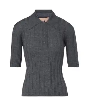 Plan C Wool Polo Sweater - Grey