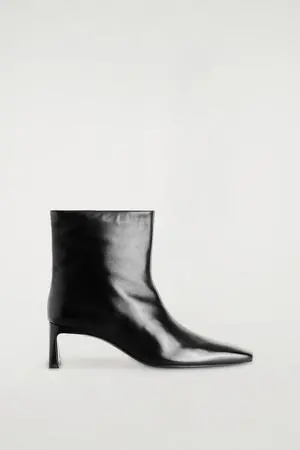 Cos Angular Leather Heeled Ankle Boots