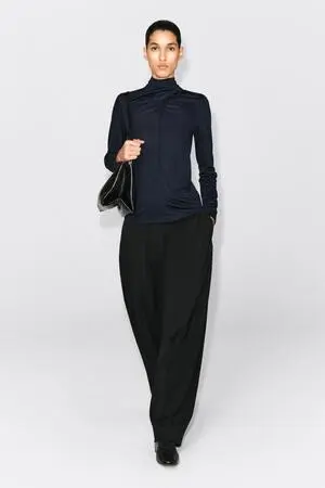 Cos Fluid Scarf-detail Top - Navy
