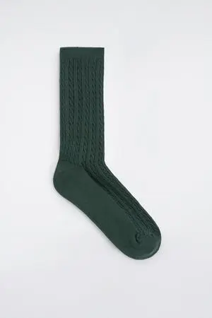 Cos Cable-knit Socks - Green