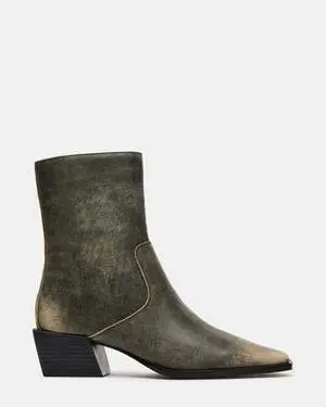Steve Madden Judson Block Heel Booties - Black Distressed