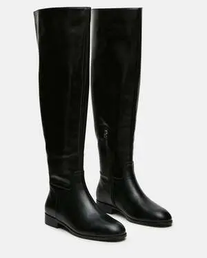 Steve Madden Canter Leather Wide Calf Over The Knee Boots - Black