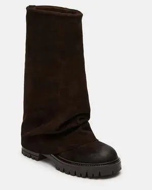 Steve Madden Rift Cuffed Boots - Brown Suede