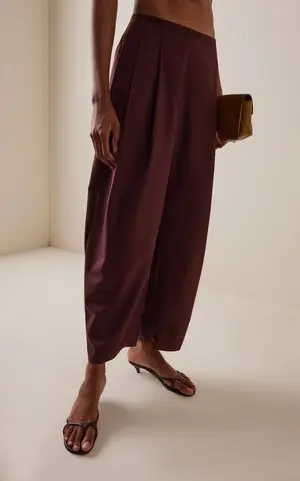 SLOAN Exclusive Pleated Wool Barrel-leg Pants