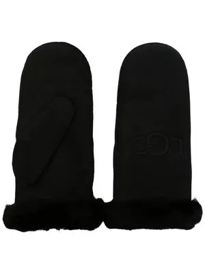 UGG Embroidered Leather Gloves - Black