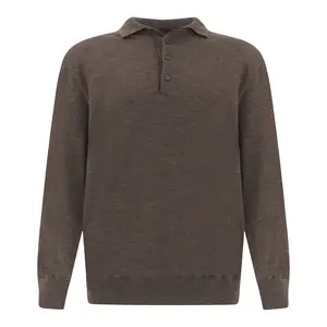 Paul & Shark Polo Shirt In 140's Superfine Merino Wool - Coffee Quartz