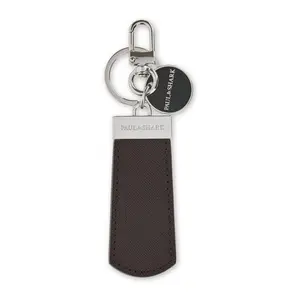 Paul & Shark Saffiano Leather Keyring - Coffee