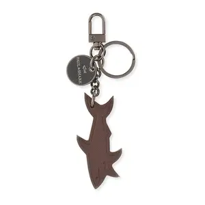 Paul & Shark Shark Saffiano Leather Keyring Coffee