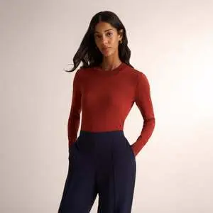 M.M.LAFLEUR Kit Contrast Sweater 365 Silk Cashmere:: Spice - One-color