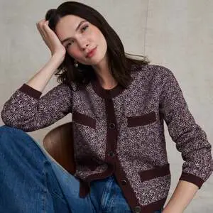 M.M.LAFLEUR Evangeline "the Duchess" Blazer Boucle:: Burgundy / Ivory