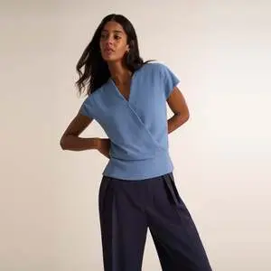 M.M.LAFLEUR Antonia Faux Wrap Top Eco Soft Wave:: Soft Harbor - One-color