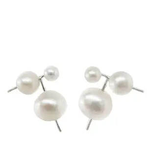 KEVIN THORNE JEWELLERY Silver / White Composition Earring- Three Pearls - Silver/white