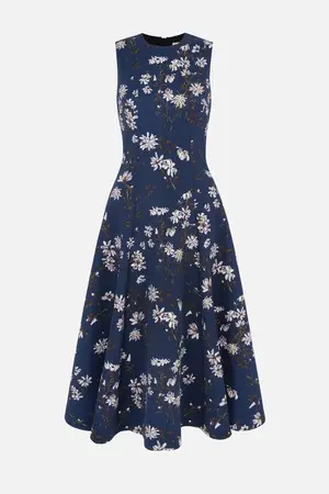 EMILIA WICKSTEAD Mara Dress In Midnight Magnolia Taffeta Faille