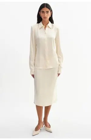 LAMARQUE Mika Satin Skirt - Cream