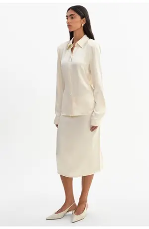 LAMARQUE Mika Satin Skirt - Cream
