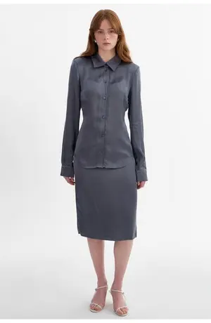 LAMARQUE Mika Satin Skirt - Graphite