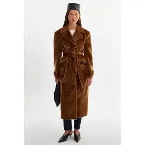 LAMARQUE Wilda | Faux Hair Trench Coat - Brown