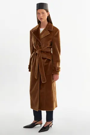 LAMARQUE Wilda | Faux Hair Trench Coat