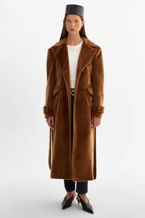 LAMARQUE Wilda | Faux Hair Trench Coat