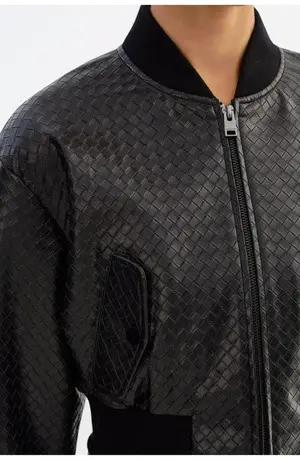 LAMARQUE Evelin W | Cropped Woven Bomber Jacket - Black