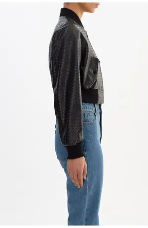 LAMARQUE Evelin W | Cropped Woven Bomber Jacket - Black