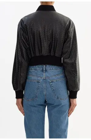 LAMARQUE Evelin W | Cropped Woven Bomber Jacket - Black
