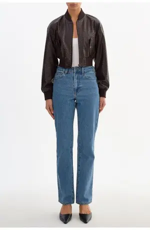 LAMARQUE Evelin W | Cropped Woven Bomber Jacket - Dark Brown