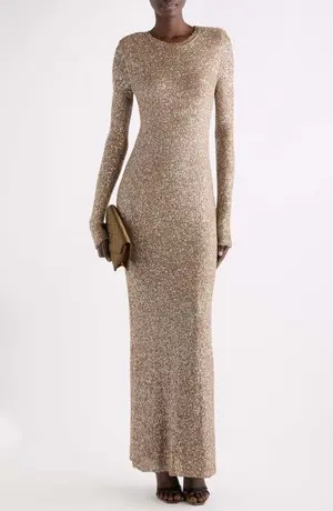 Saint Laurent Long Sleeve Maxi Gown