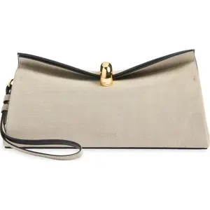 Jacquemus The Valérie Linen Effect Leather Clutch - Greige/black 1pv