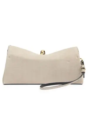 Jacquemus The Valérie Linen Effect Leather Clutch - Greige/black 1pv