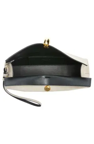 Jacquemus The Valérie Linen Effect Leather Clutch - Greige/black 1pv