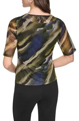 Dkny Twist Front Mesh Top